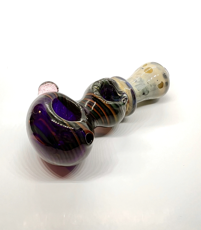 Silver Fumed Swirl Striped Double Bowl Glass Pipe - Northern Pipes ...